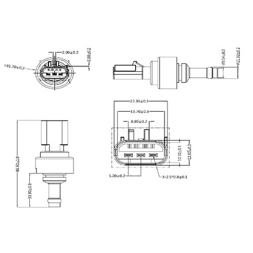 Dinex Pressure Sensor, Detroit Diesel - 3FL006