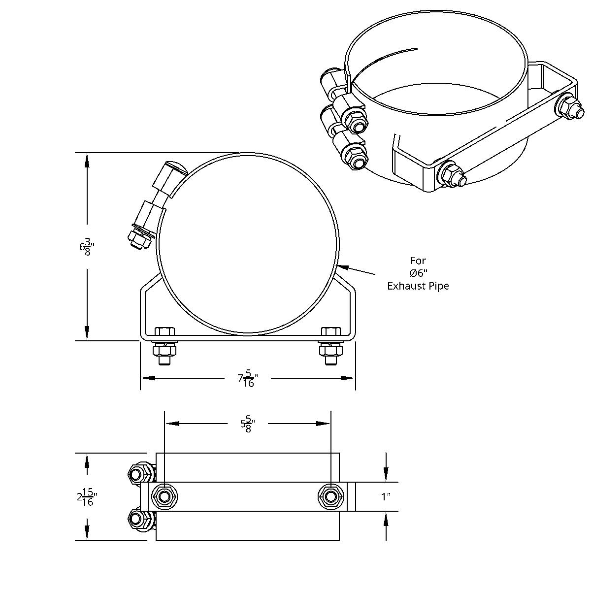 United Pacific 6" Stainless Wide Band Exhaust Clamp - 10323