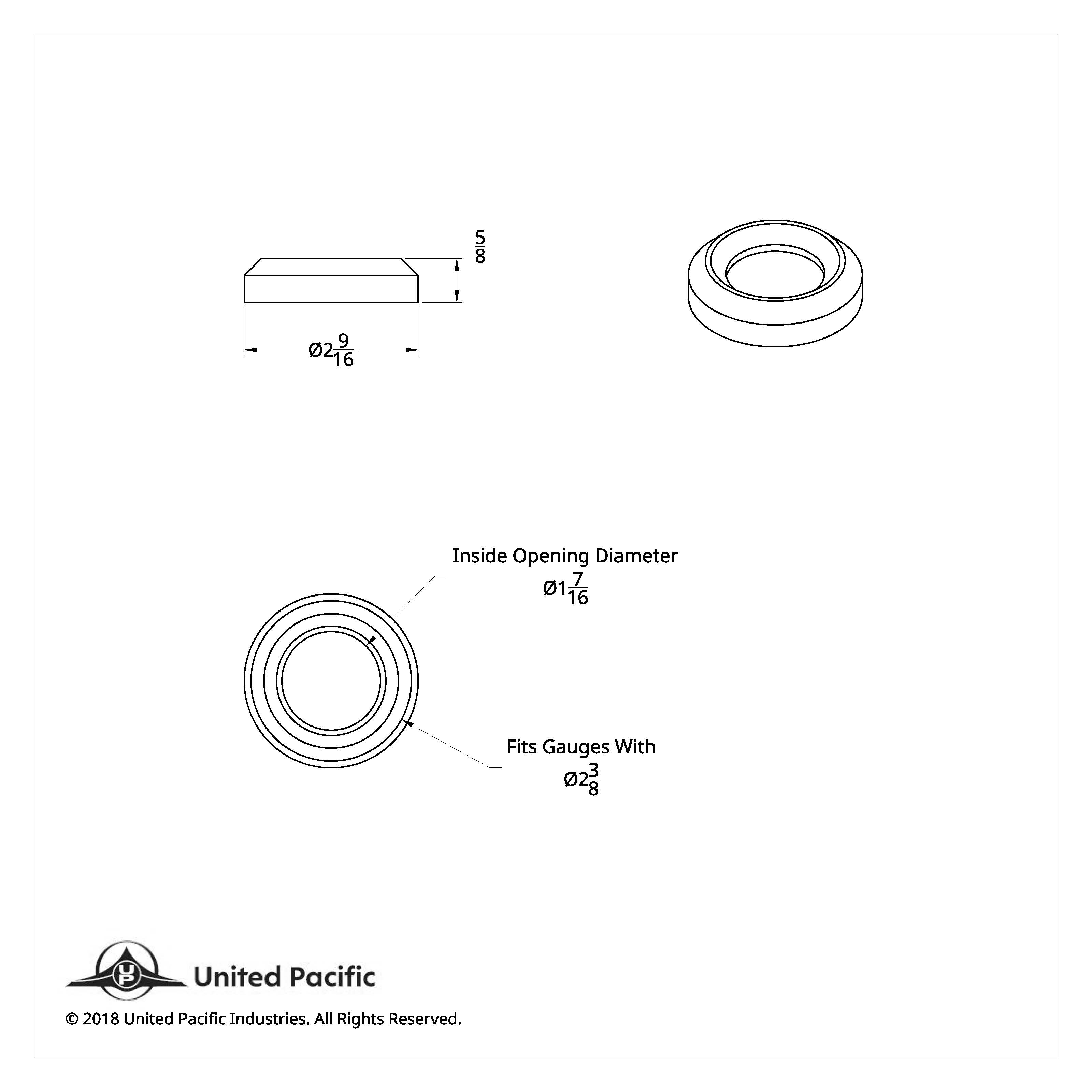 United Pacific Chrome Plastic Small Gauge Bezel With Visor - 20551