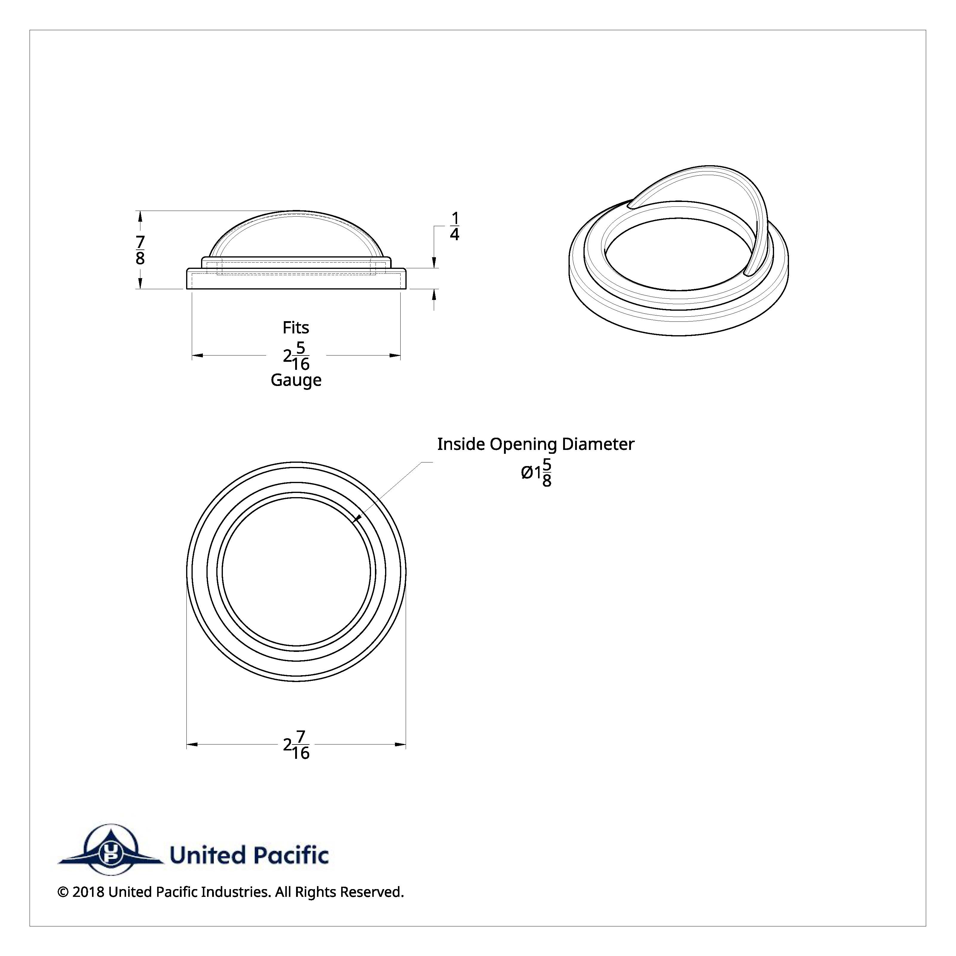 United Pacific Chrome Plastic Small Gauge Bezel With Visor For ...