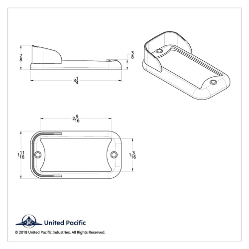 United Pacific Small Rectangular Light Bezel - Vertical Visor - 32113